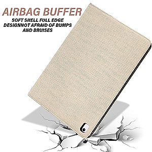 Cabreche Compatible with iPad Air 5th Generation Case 2022/iPad Air 4th Generation Case 2020 10.9 Inch with Pencil Holder/Soft TPU Back,Auto Sleep/Wake (PO7-Beige-2, 10.2inch 9th/8th/7th)