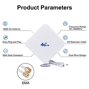SMA 4G LTE Antenna, High Gain 35dBi Network Antenna Dual Mimo 3G/4G/5G Antenna with 2M Cable for WiFi Router Mobile Hotspot PC Gateway Network Card USB Security IP Camera-SMA Male