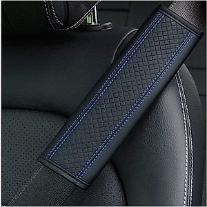XINLIYA 2PCS Car Seat Belt Cover, Soft Shoulder Strap Covers Harness Pads, Safety Leather Seatbelt Comfort Driving Cushion Protect Your Neck and Shoulder Universal for Car, Truck, SUV (Black/Blue)