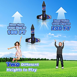 Demolike Rocket Launcher for Kids Automatic Launch 200 Feet Air Rocket Toy for Boy 10 Years Old Air Rocket with Safety Parachute and LED Outdoor Rocket Kits Toys Gifts for Kids Age 5 6 7 8 9 10 11 12