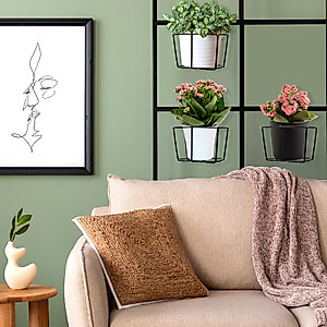 Wesiti 10 Pcs Round Hanging Flower Stand Balcony Planters Railing Hanging Metal Rack Fence Railing Planters Outdoor Balcony Flower Stand Shelf Container(10 Inch,Black)