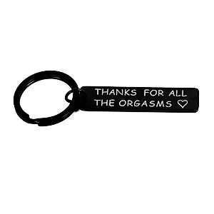 ShiQiao Spl Couples Gifts Keychain Gift for Boyfriend Girlfriend Valentine's Day Christmas Gifts for Husband Wife Thanks for All The Orgasms Keyring Black
