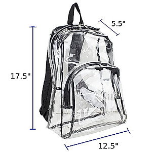 Eastsport Clear Backpack Stadium Approved See Through Transparent Heavy Duty with Padded Adjustable Straps – Perfect for Work, Security, Airports, Concerts, and Sporting Events - Black
