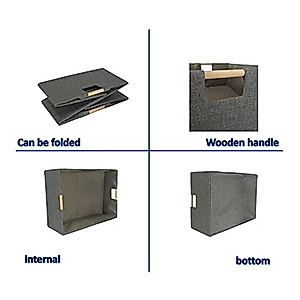 FUULOXE Storage Bin for Shelves Rectangle Closet Baskets Foldable Toy Box with Handles and Sturdy Cardboard for Nursery Home Office Car Dormroom(Grey)