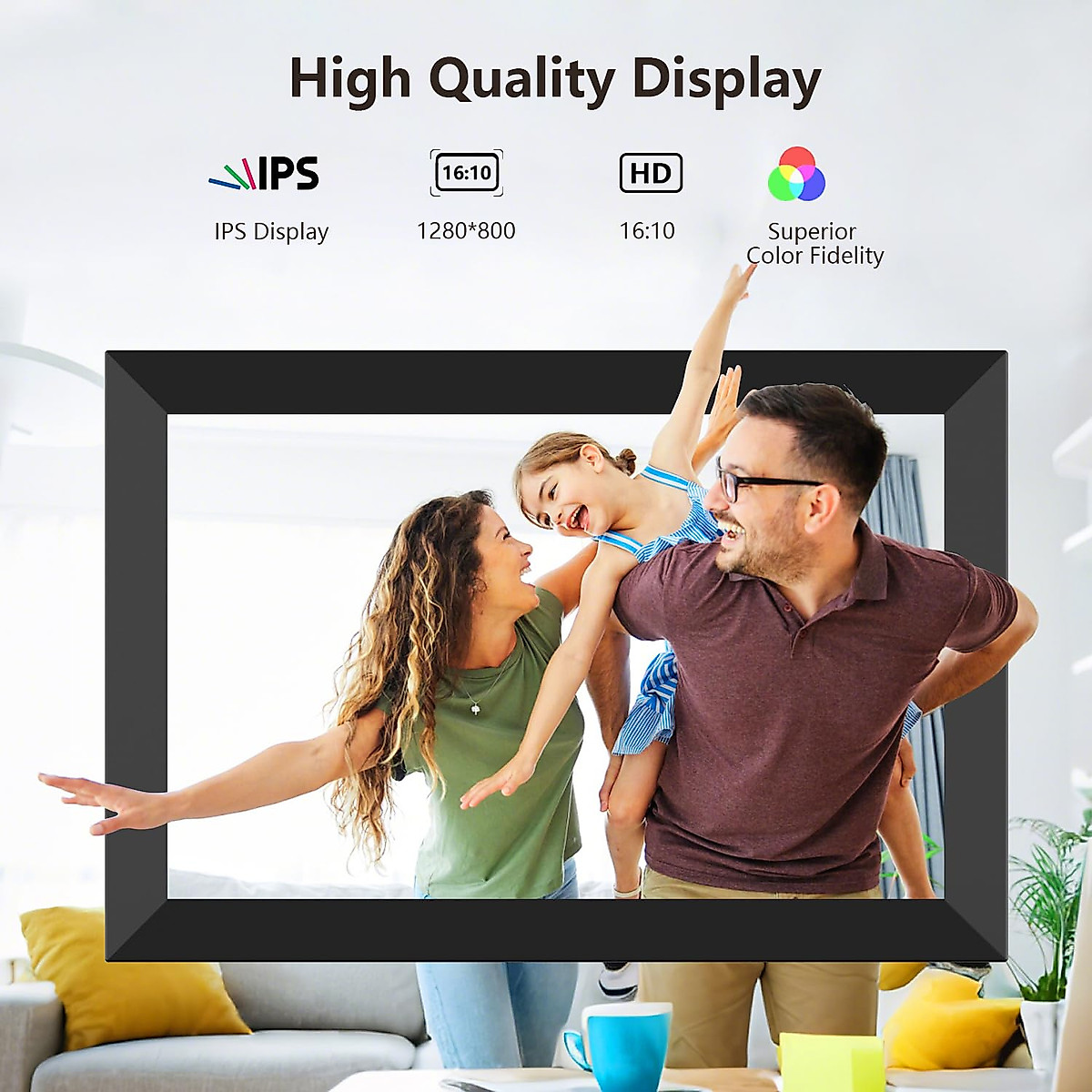 FRAMEO Digital Photo Frame 10.1 inch WiFi Smart Frame HD IPS Touch Screen, 16GB Storage, Auto-Rotate, Wall-Mountable, Easy Setup to Share Photos & Videos via Free App from Anywhere