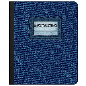 E-CLIPS USA Composition Notebook Wide Ruled, Aesthetic Composition Notebook, Hard Cover, Jean Print Preppy Composition Notebook, 100 sheets 200 Pages (3 Pack)