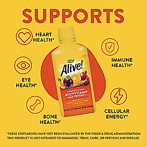 Nature's Way Alive! Max Potency Liquid Multivitamin, Antioxidants, Food-Based Blends, 30.4 Fl Oz., Citrus Flavored