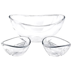 Nymamypee Chip and Dip Serving Set, Double Dip Bowl, Perfect for Chips and Dip, Vegetables and Snacks, Food Server Bowl for Parties, Entertaining