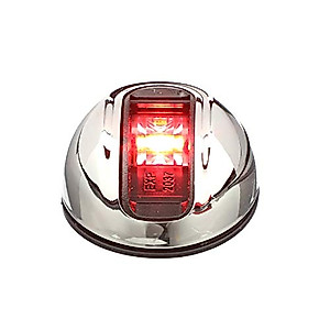 Attwood NV3012SSR-7 LightArmor 2-Mile Vertical Surface Mount Navigation Light, Red LED Lighting, Round Stainless Housing