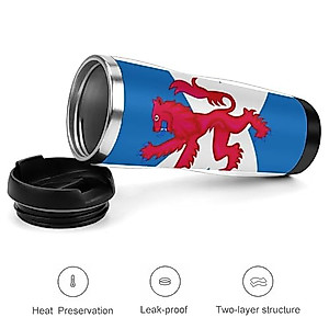 Flag of Scotland with Lion Rampant Travel Coffee Mug Reusable Insulated Drinking Cup with Lid for Home Outdoor Works 13 Oz