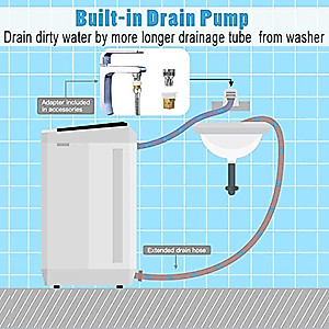 Nictemaw Portable Washing Machine, 17.6Lbs Capacity Portable Washer with Drain Pump, 10 Wash Programs/LED Display/8 Water Levels/Faucet Adapter, 1.9 Cu.ft Full-automatic Compact Laundry Washer for Apartment, Dorm, Rvs