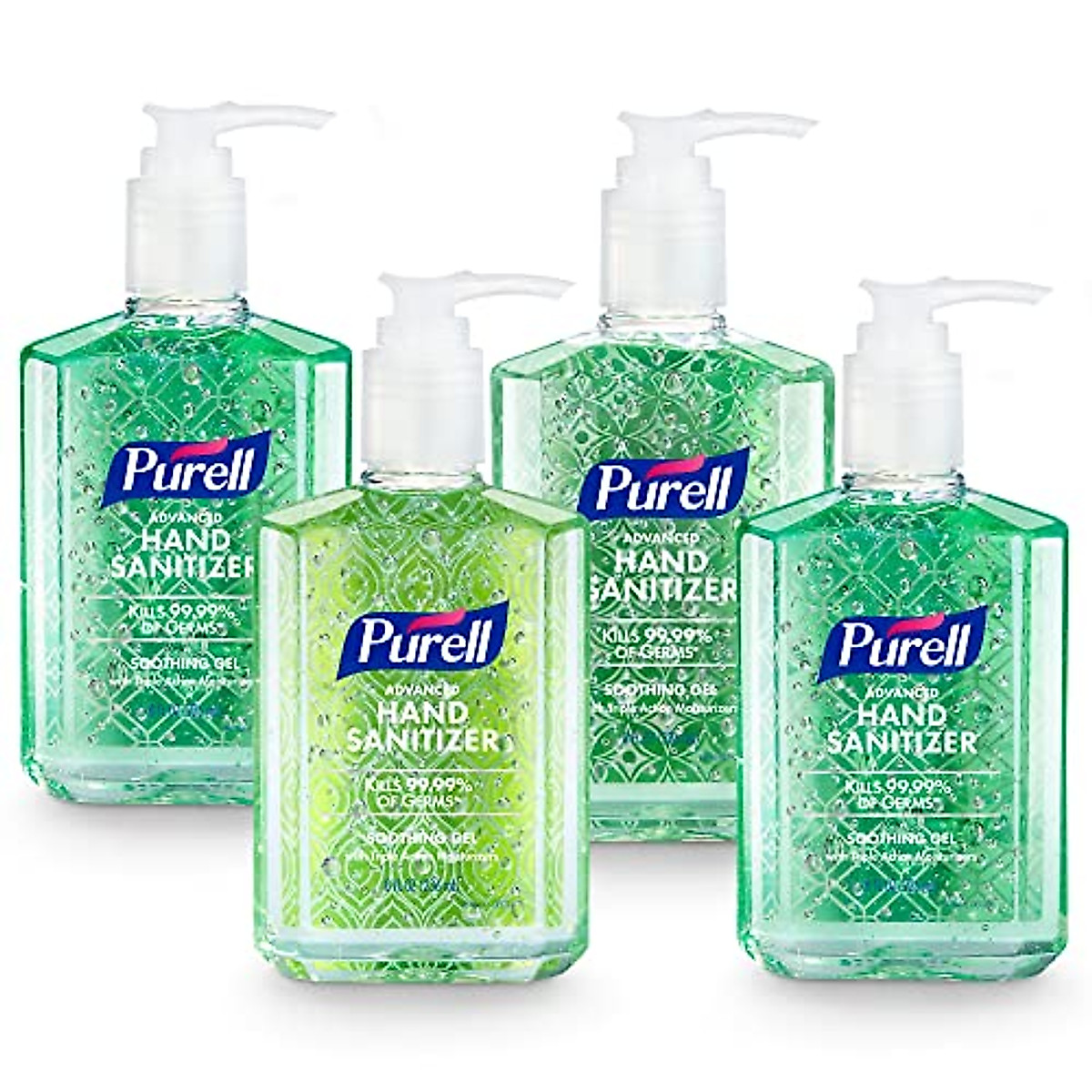 PURELL Advanced Hand Sanitizer Soothing Gel, Fresh Scent, 8 fl oz Pump Bottle (Pack of 4), 9674-06-ECDECO