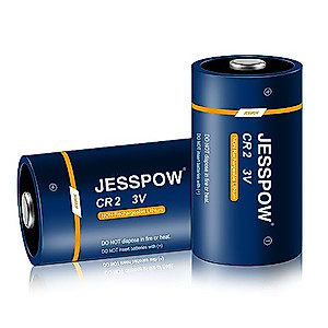JESSPOW CR2 3V Lithium Battery, CR2 Batteries for Golf Rangefinder, Flashlight, Photo Cameras, Alarm Systems 2 Pack (Non-Rechargeable)
