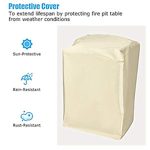 COOURIGHT Outdoor Propane Fire Bowl Column, 30” Stone Look Gas Burner Stove w/ Rain Cover Lava Rock, 40,000 BTU Tall Gas Burning Fire Pit Table for Patio Garden Outside, CSA/ETL Approved (Natural)