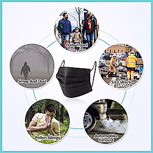 Black disposable face masks medical grade,3 layermasks disposable 50 pack