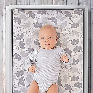 The Peanutshell Baby Changing Pad Covers for Boys or Girls | Grey & White 2 Pack Set | Elephant & Stripes