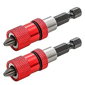 Saipe 2pcs Adjustable Screw Depth Screwdriver Bit Holder Magnetic Steel Screwdriver Drywall Bit 1/4 Inch Hex Shank with S2 Phillips 2 Screw Driver Bits