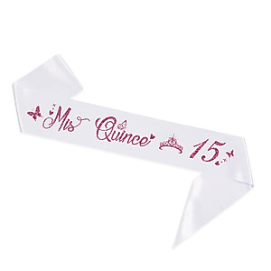 Mis Quince 15 Quinceanera Sash,Happy 15th Birthday Party Decorations,Spanish My 15th Birthday Bday Gifts, Feliz Cumpleanos Sash