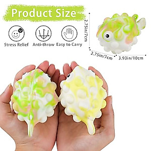 Anboor Pop Fidget Toys, 3D Silicone Puffer Fish Push Bubbles Sensory Toy Pop Stress Ball Anxiety Stress Reliever Toy for Autism Early Education Gift (2 Pack)