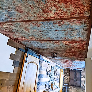 From Plain To Beautiful In Hours 261 Ridged Metal PVC 2' x 4' Lay-in Ceiling Tile (Covers / 8 sq.ft), Old Tin Roof, 1 Piece