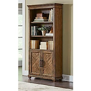 Martin Furniture Traditional Wood Doors, Office Shelving, Storage Cabinet, Fully Assembled, Brown Bookcase