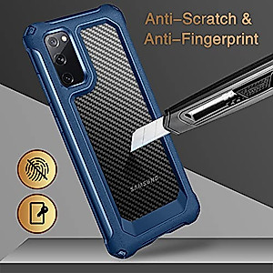 SUPBEC Samsung Galaxy S20 FE Case, Carbon Fiber Shockproof Protective Cover with Screen Protector [x2] [Military Grade Drop Protection] [Anti Scratch&Fingerprint], Samsung S20 FE 5G Case, Blue