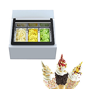 Wixkix White Hard Ice Cream Showcase, Gelato Dipping Cabinet Gelato Display Refrigerator, Digital Control Panel Countertop Display Case Freezer for Dessert Shop