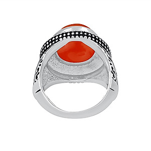 5, 78Cts Solitaire Natural Carnelian 925 Silver Plated Ring Size 6 For Women, Orange Stone July Birthstone Ring Jewelry Gift For Women Mom Wife