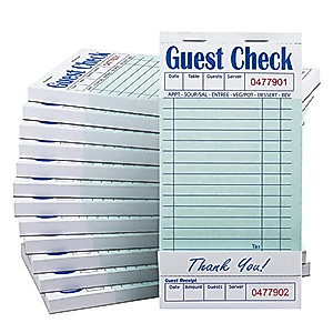 Batrical Guest Checks Server Note Pads 1000 Sheets Waitress Notepad for Restaurants (20 Books) 3.5" x 6.75" Per Ticket Book