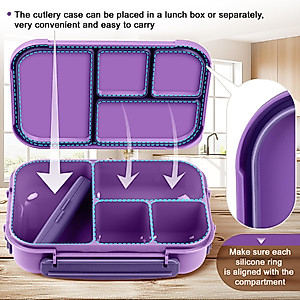 Amathley Lunch Box Kids,Bento Box Adult,Leakproof Lunch Containers for Adults/Kids/Toddler,1200ML-4 Compartments bento Lunch box with Utensil,Microwave & Dishwasher & Freezer Safe (Purple)