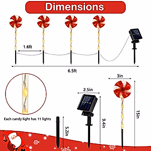 Mukum Christmas Pathway Lights Outdoor 4 Pack 15" 44 LED Solar Candy Cane Lights Outdoor Pathway with 3 Lighting Modes Outside Christmas Decorations for Walkway, Patio, Yard, Garden