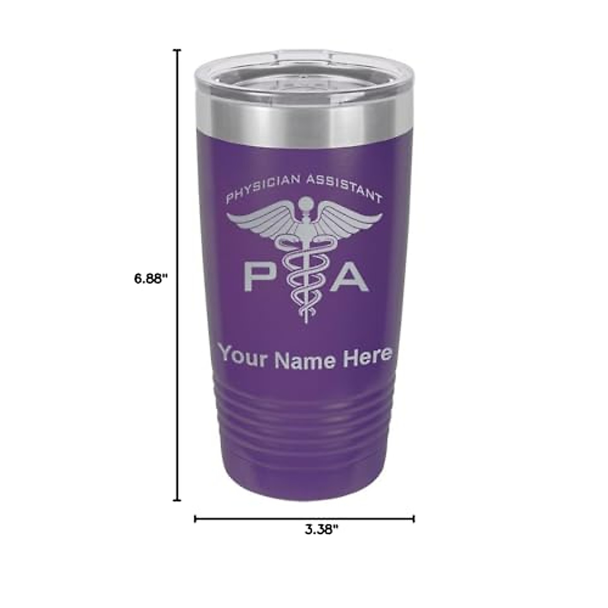 LaserGram 20oz Vacuum Insulated Tumbler Mug, PA Physician Assistant, Personalized Engraving Included (Dark Purple)