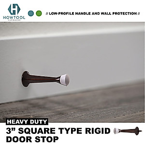 Door Stops 3 Inch Rigid with Rubber Pin Oil Rubbed Bronze Black, 5 Pack | HOWTOOL