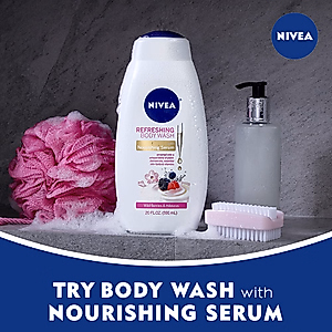 NIVEA Wild Berries and Hibiscus Refreshing Body Wash with Nourishing Serum, 20 Fl Oz Bottle