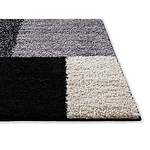 Well Woven Madison Shag Cubes Black Modern Area Rug 5'3" x 7'3"
