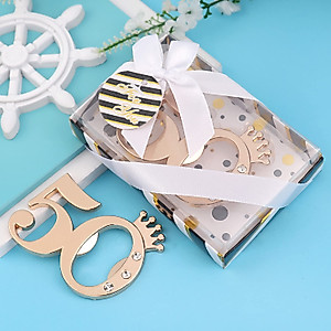 24 Pack 50th Birthday Party Favors Bottle Opener-Black and Gold 50th Birthday/Wedding Anniversary Party Souvenir Keepsake for Guest,50 Birthday Party Decor Supplies (Black 50, 24)