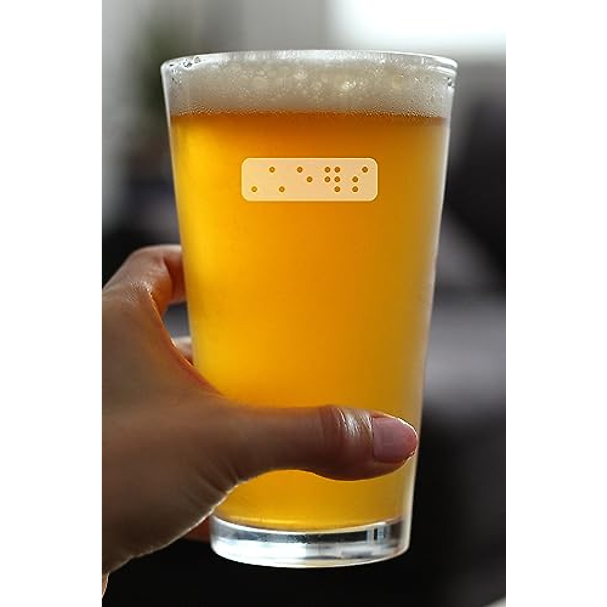 Braille Cheers Pint Glass for Beer - Fun Braille Gifts for Braille Teachers and Visually Impaired or Blind Braille Readers - 16 Oz Glasses