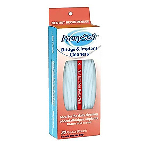 Proxysoft Dental Floss for Bridges and Implants 6 Packs - Floss Threaders for Bridges, Dental Implants, Braces with Extra-Thick Proxy Brush for Optimal Oral Hygiene -Teeth Bridge and Implant Cleaners