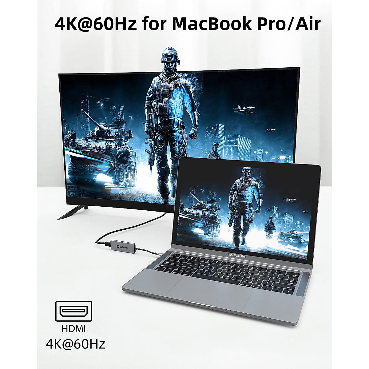 8K USB C HDMI Hub, Steam Deck Dock, USB C Adapter with 8K@30Hz, 4K@120Hz/60Hz/30Hz Ultra HDR Display, PD 100W, USB 3.0 * 2 for Steam Deck, MacBook Pro, Laptop with Thunderbolt4/3, Type C Connector