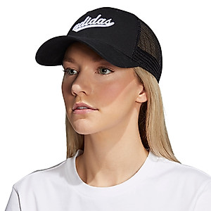 adidas Women's Mesh Back Snapback Cap Adjustable Fit Trucker Hat, Black/White, One Size