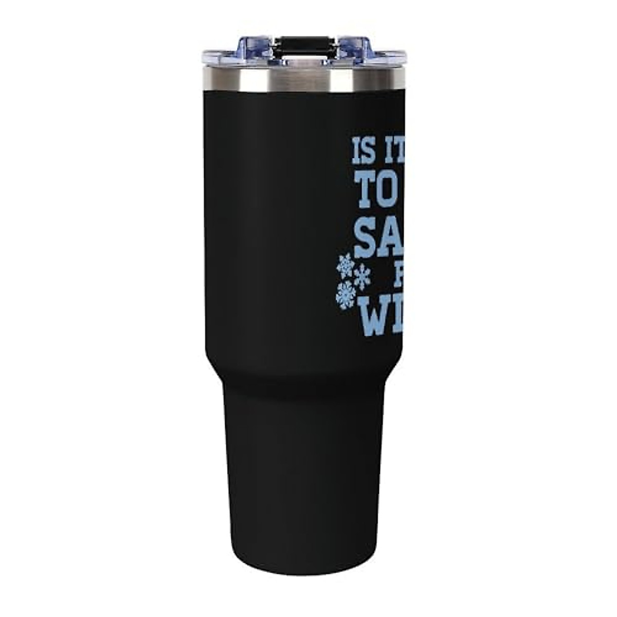 Ask Santa For Wine 40oz Water Bottle Double Wall Insulated Tumbler with Handle Leakproof Travel Mug Black-style