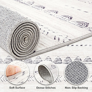 Area Rugs 9x12 Living Room: Washable Boho Large Neutral Modern Soft Farmhouse Rug Stain Resistant Indoor Floor Non Slip Accent Carpet for Bedroom Nursery Kids Playroom Office Dining Room- Gray