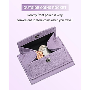Karmiir RFID Blocking Leather Wallet for Women – Compact Slim Design with Easy-Access Coin Pouch, Cash and Card Slots, Pocket-Friendly Minimalist Wallet, Ideal for Everyday Use (Light Purple)