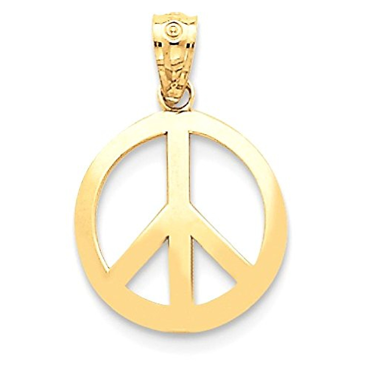 14K Yellow Gold Peace Sign Inspirational Symbol Circle Round Necklace Charm Pendant 20mm x 12mm Only