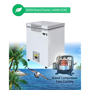 Bonxrdun Lab Deep Freezer, 28L, -86℃(-122.8℉) Ultra Low Temperature Freezer, Medical Freezer with Rollers, Laboratory Refrigerator for Storage, Research