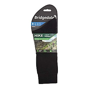 Bridgedale Men's Lightweight Boot Height - Merino Endurance Socks, Black, Large