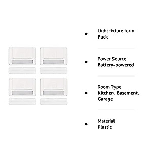Amagle 4 Pack Magnetic Door Open Sensor Cupboard Drawer Closet Light Battery Operated Automatic Turn On Cabinet Light Stick Led Puck Lights Lighting for Wardrobe Kitchen Basement Trunk