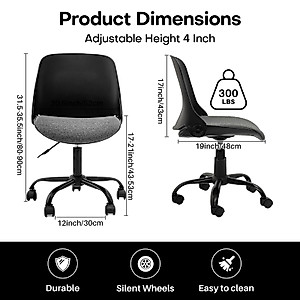 Redlife Small Desk Chairs for Small Spaces, Folding Office Chair, Ergonomic Office Chair Foldable Desk Chair Swivel Chair for Desk, Height Adjustable Folding Office Chair for Home Office (Black)