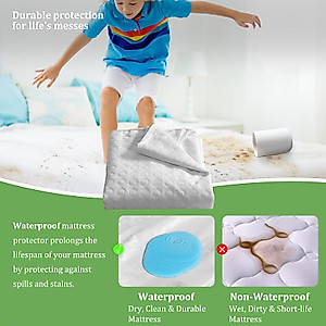 RISAR Two-piece Set：Queen size 3inch memory foam mattress topper & Queen Size Waterproof Mattress Protector.