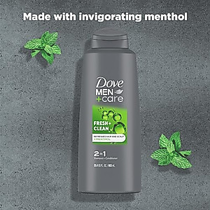 DOVE MEN + CARE Fortifying 2-in-1 Shampoo and Conditioner Fresh and Clean with Caffeine For Everyday Care Helps Strengthen and Nourish Hair 20.4 oz